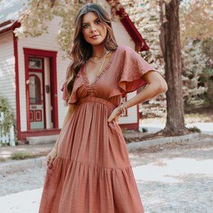 Magnolia | Dresses | Magnolia Boutique Rose Tiered Maxi Dress Bump ...